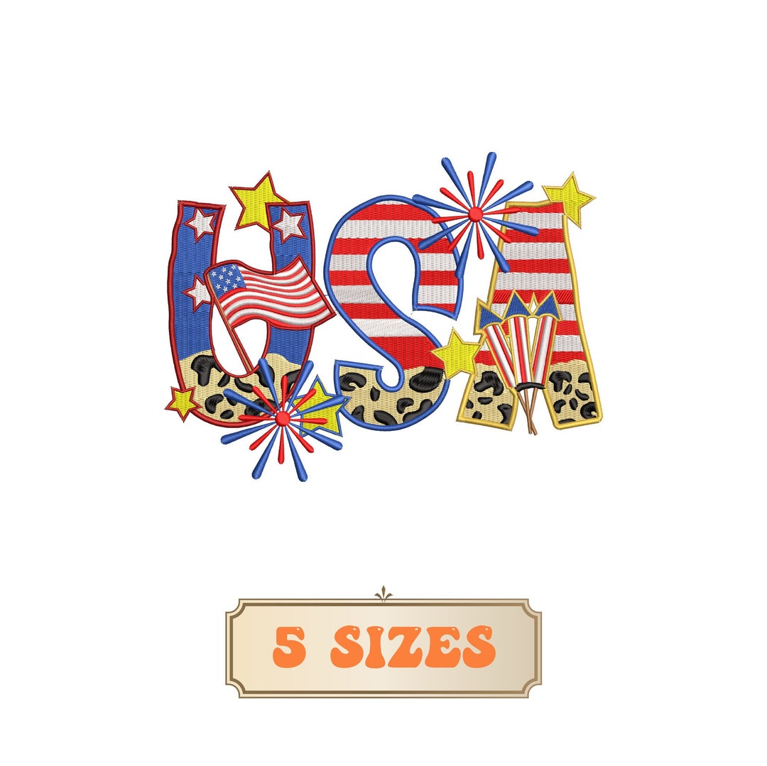 American Flag Machine Embroidery Design 5 Sizes, USA Flag Embroidery ...