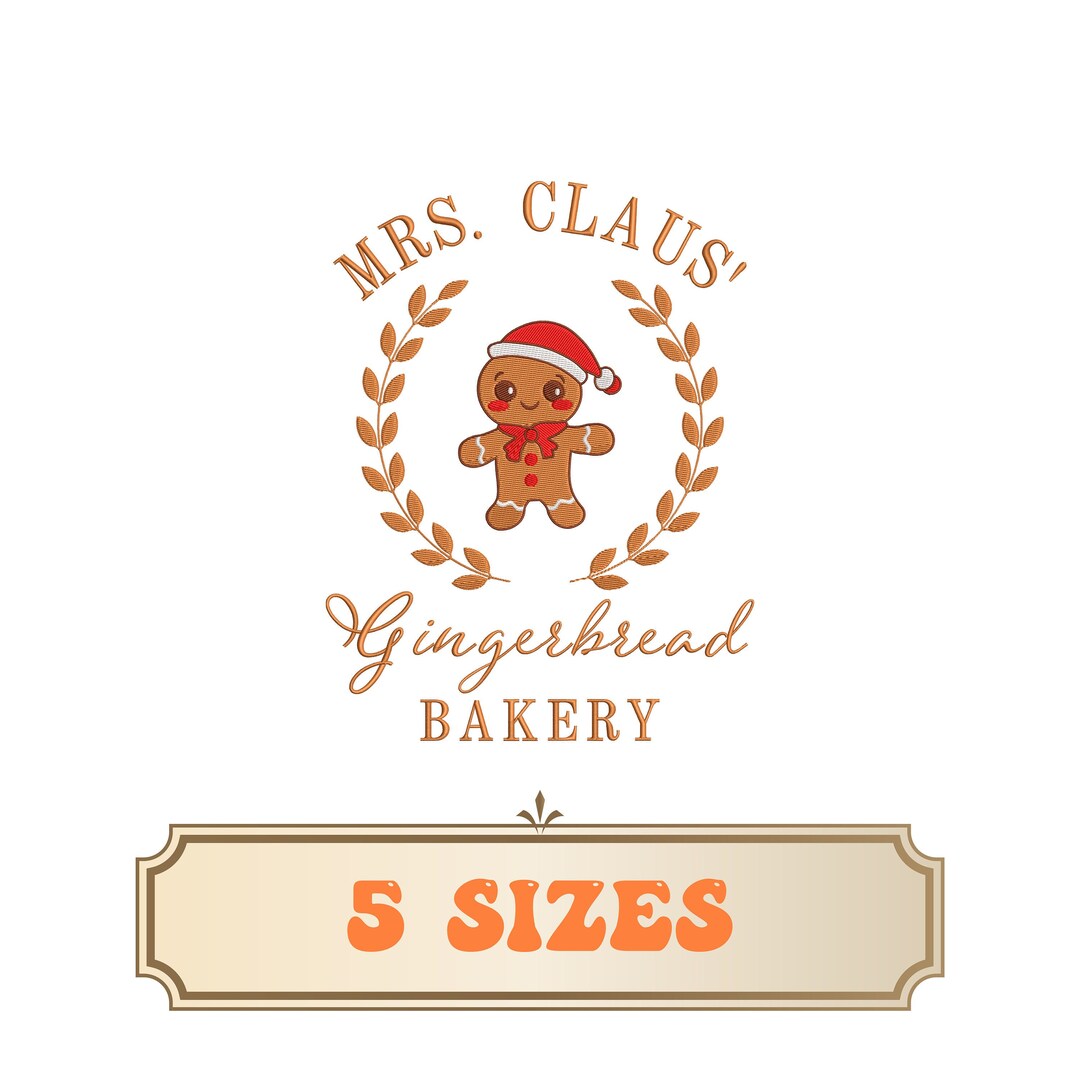 Gingerbread Bakery Embroidery Designs 5 Sizes, Christmas Embroidery ...