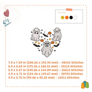Boo Heart Embroidery Design 5 Sizes, Ghosts Embroidery Design ...