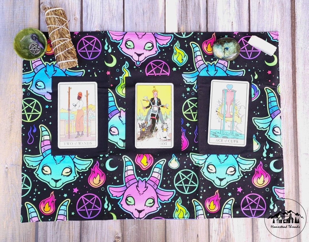 Reversible 3 Card Tarot Mat and Crystal Grid Mat - Baby Baph and Purple ...