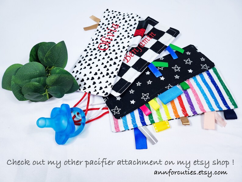 Rainbow B&w Paci Toy Attach With Baby Name .. Small High - Etsy