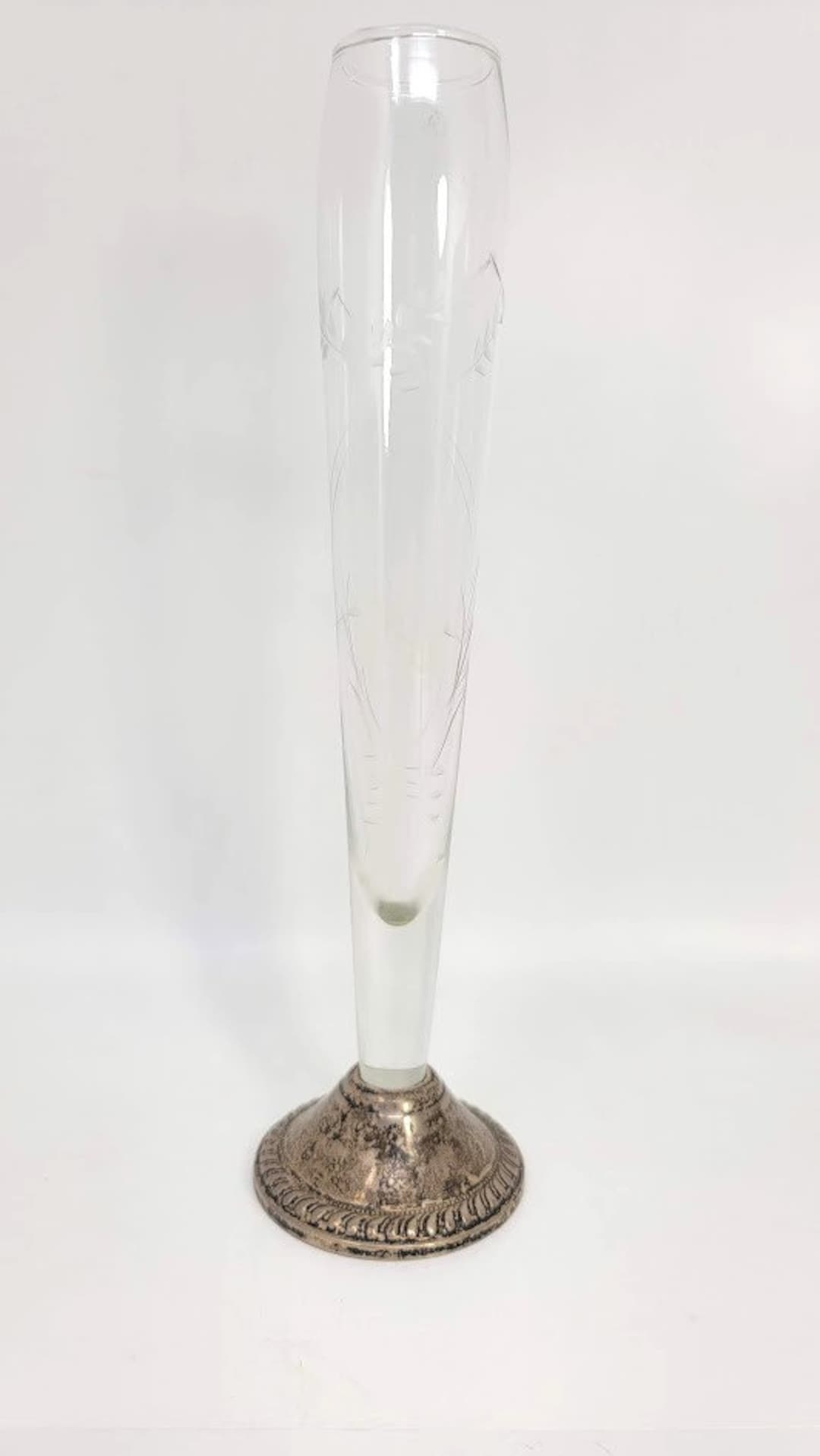 Vintage Crystal Sterling Silver Bud Vase - Etsy