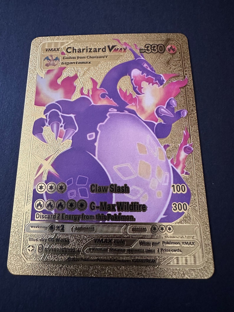 Pokemon Gold Foil Charizard Vmax HP 330 Fan Art Card. - Etsy