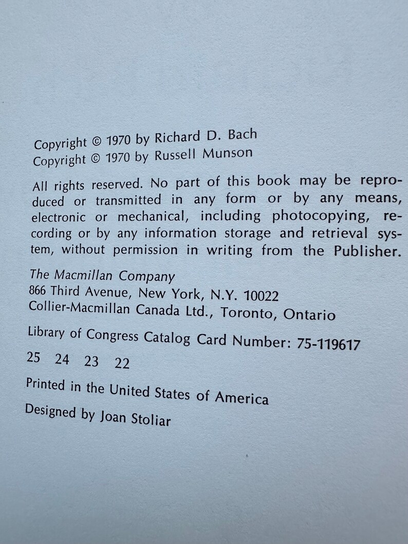 Richard Bach Jonathan Livingston Seagull Hardcover Copyright 1970 - Etsy