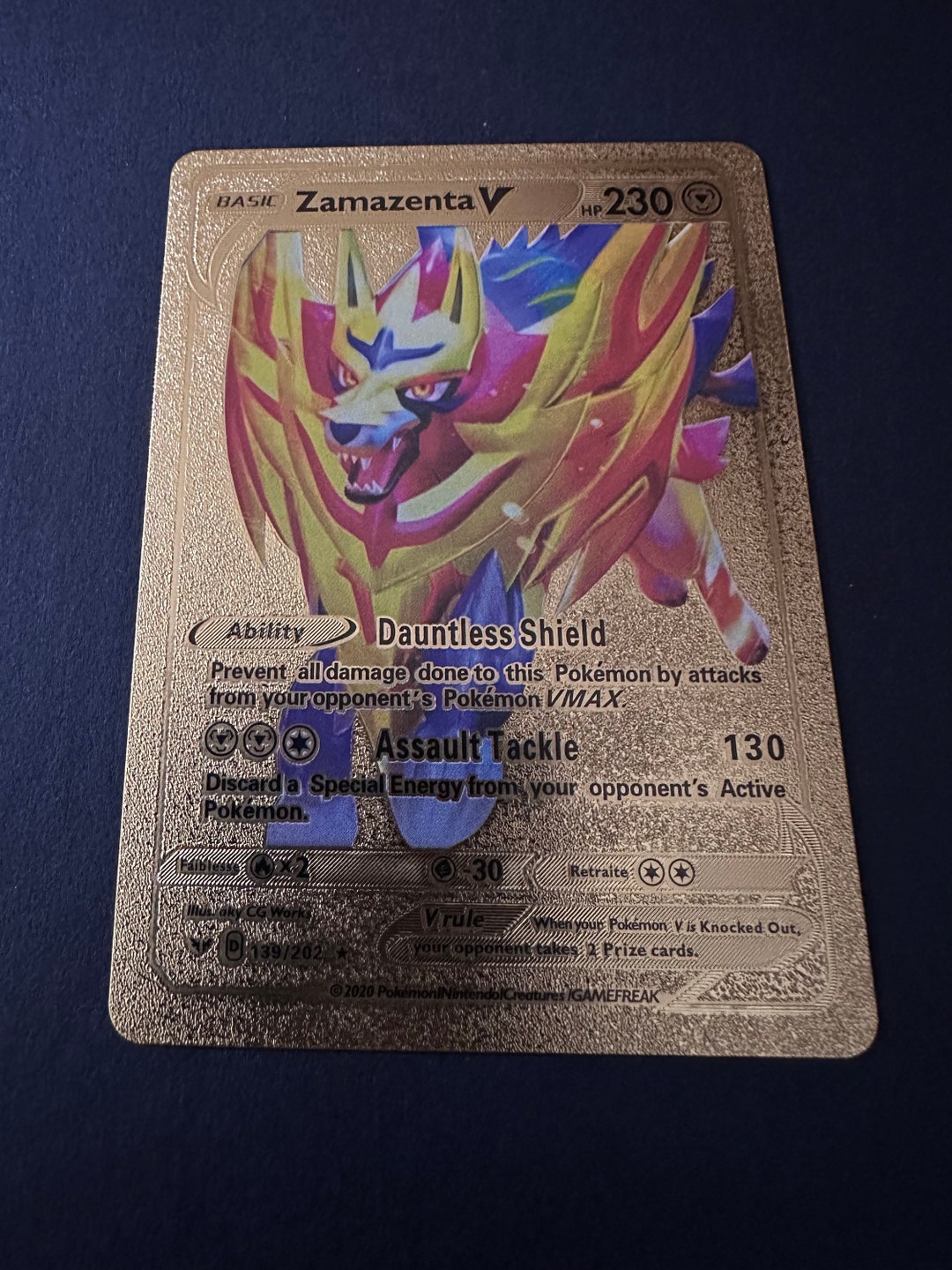 Pokemon Gold Foil Zamazenta V HP230 Fan Art Card - Etsy