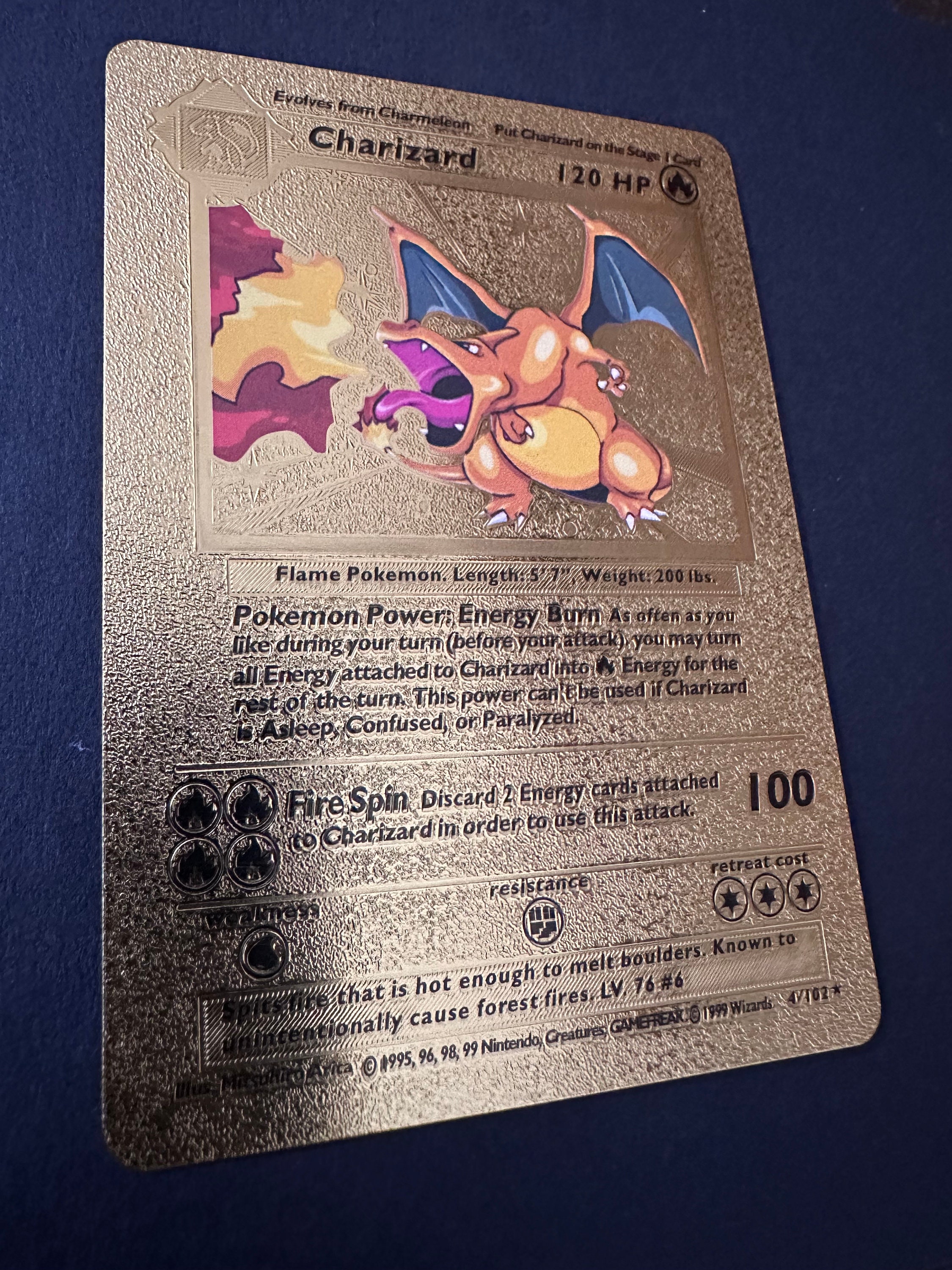 Pokemon Gold Foil Charizard HP 120 Fan Art Card. - Etsy