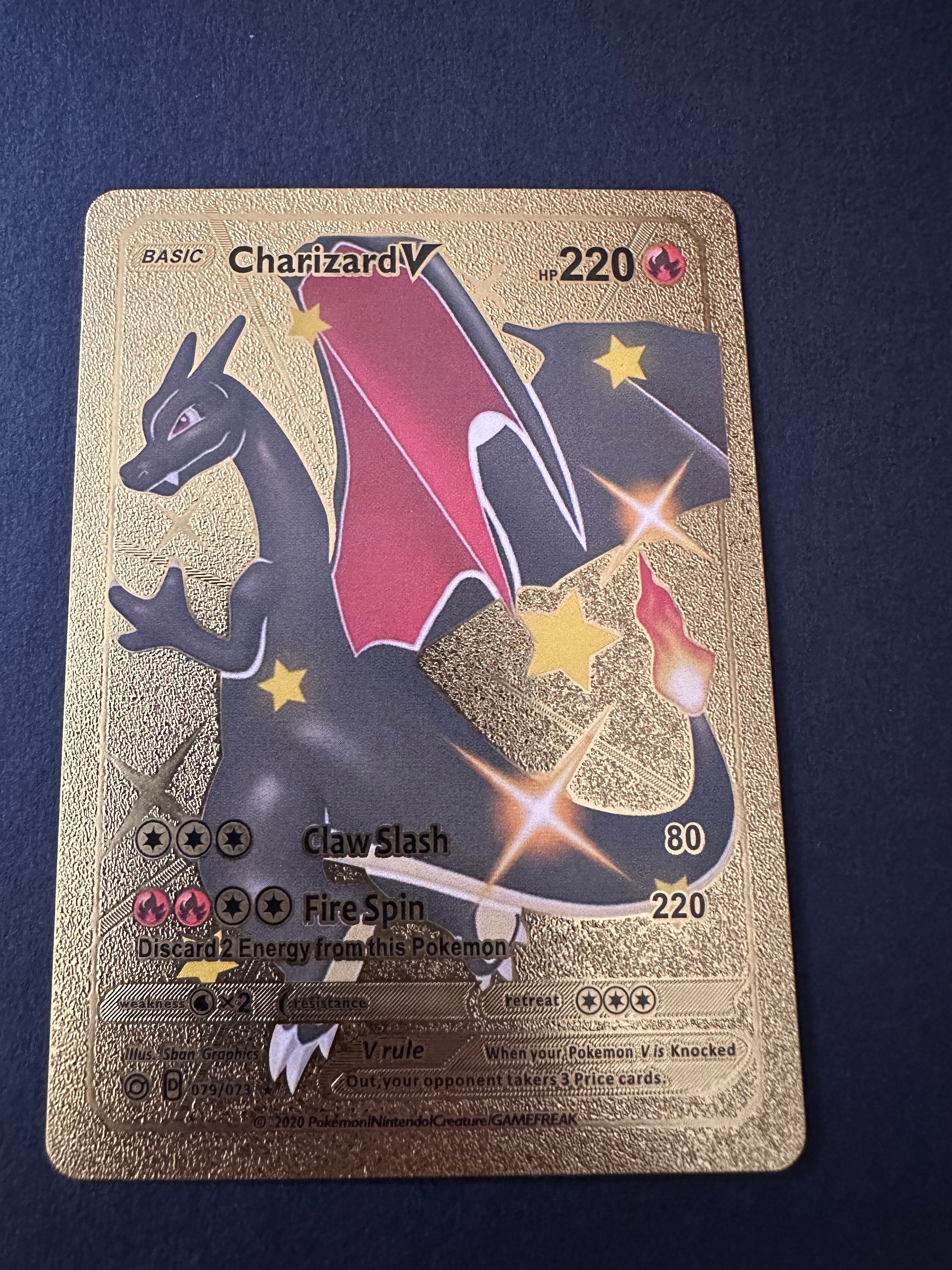 Pokemon Gold Foil Charizard V HP220 Fan Art Card - Etsy