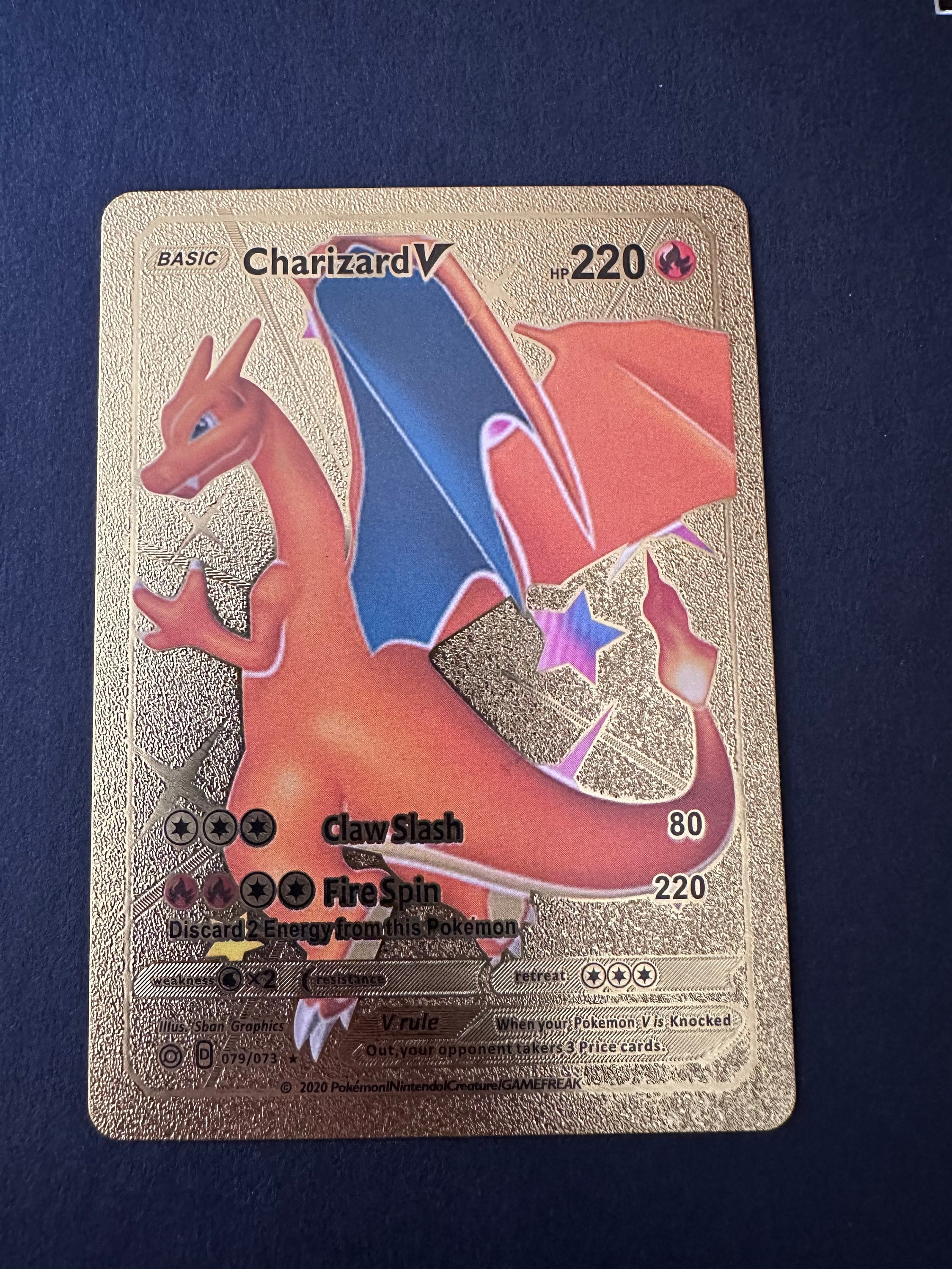 Pokemon Gold Foil Charizard V HP220 Fan Art Card - Etsy