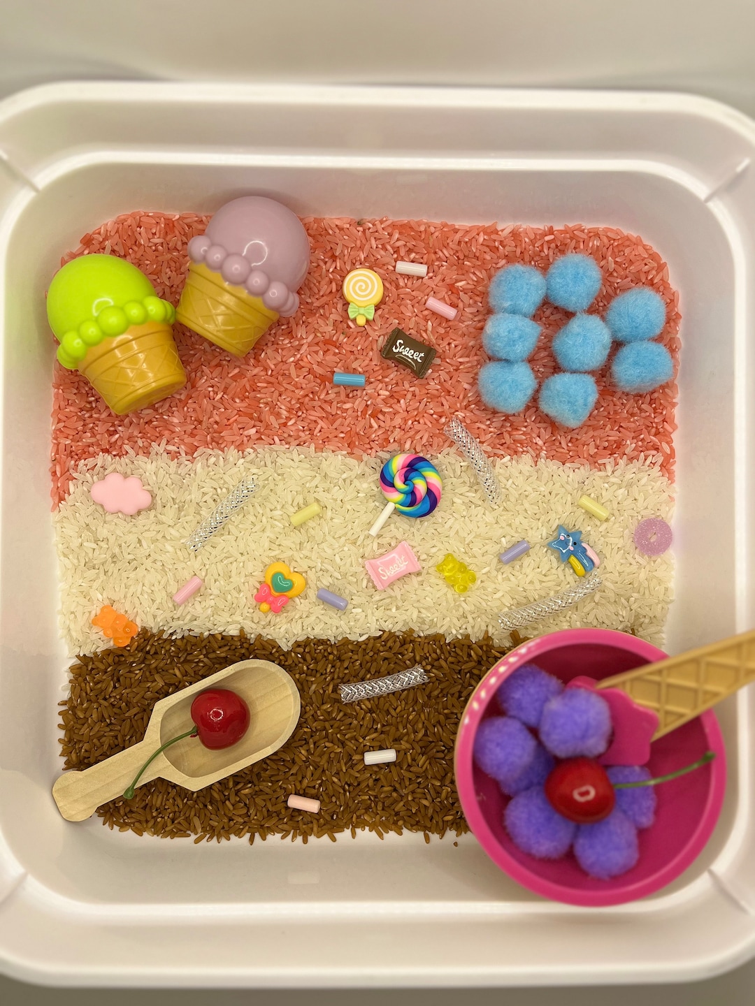 Ice Cream Sweets Sensory Play Kit Bin Toddler Montessori Independent ...