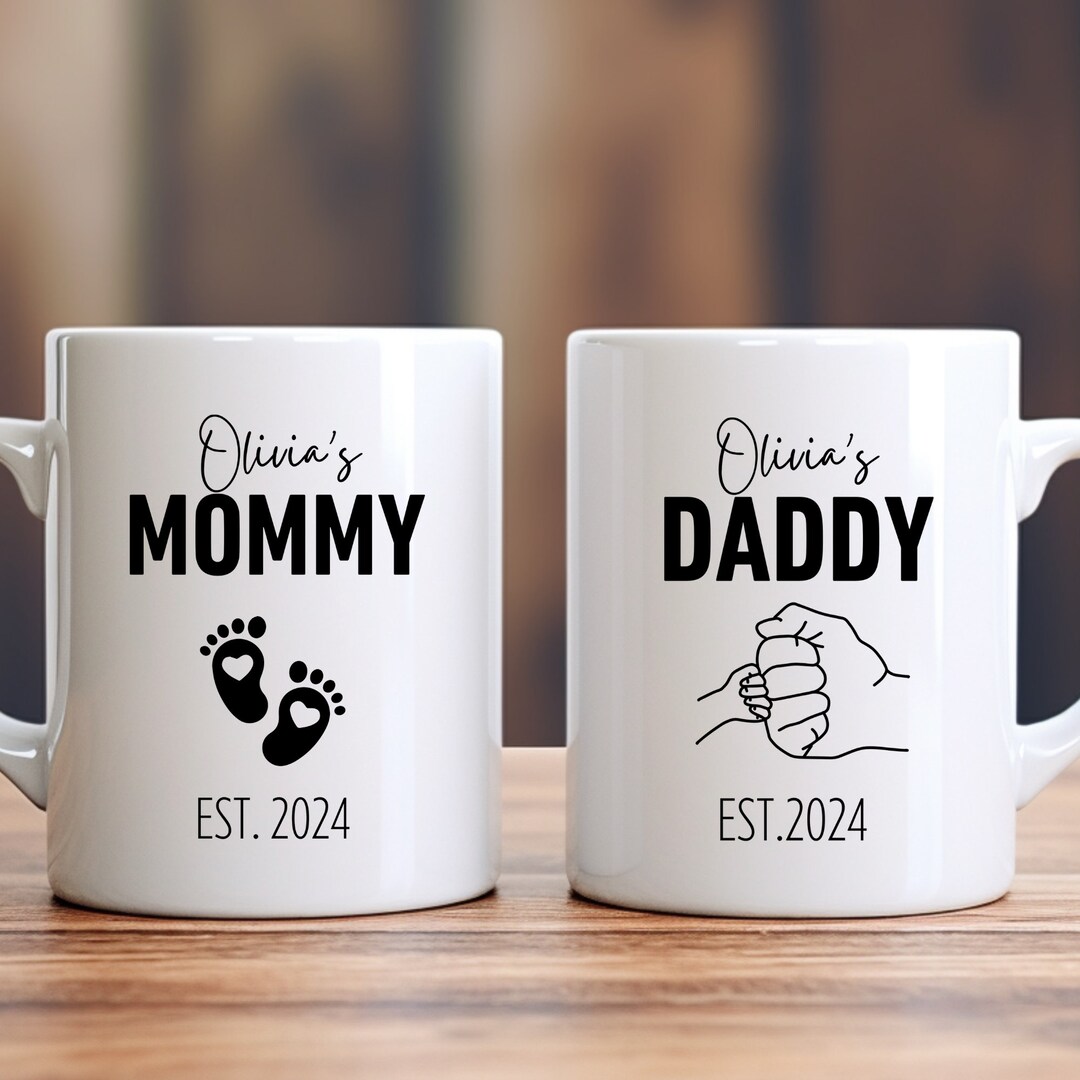 New Mommy and New Daddy Mug, Gift for New Parents, Parent to Be Coffee ...