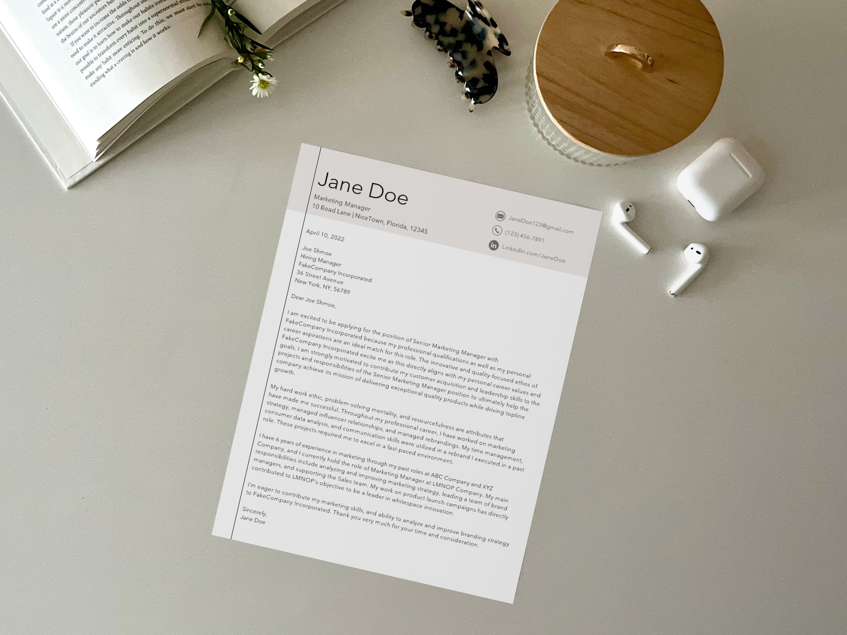 Simple Cover Letter Template, Sample Cover Page, Editable Document Word ...