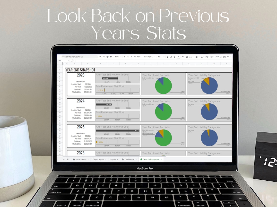 Net Worth Dashboard, Finance Tracker, and Debt Tracker Multi Year - Etsy