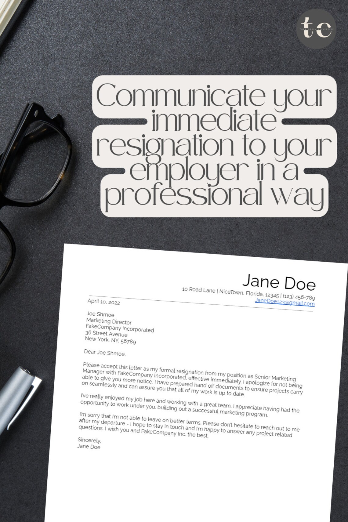 Letter of Resignation Effective Immediately, Short Notice Employee ...