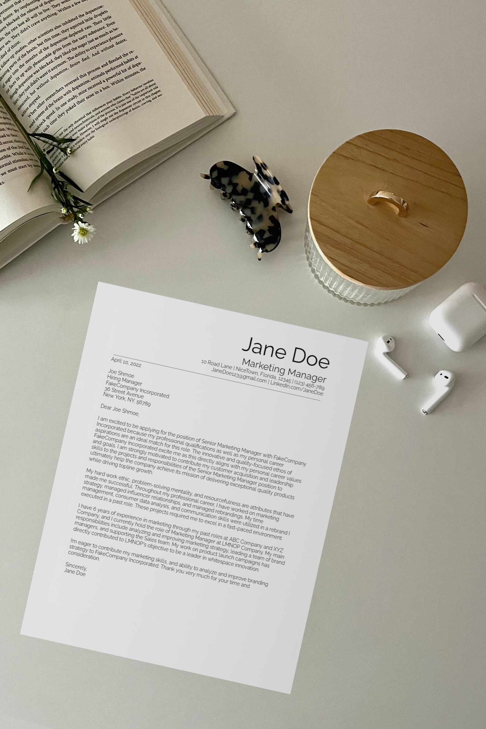 Minimalist Cover Letter Template, Sample Cover Page, CV, Editable ...
