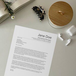 Minimalist Cover Letter Template, Sample Cover Page, CV, Editable ...