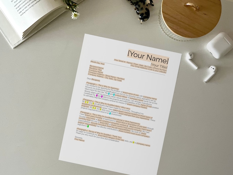 Minimalist Cover Letter Template, Sample Cover Page, CV, Editable ...