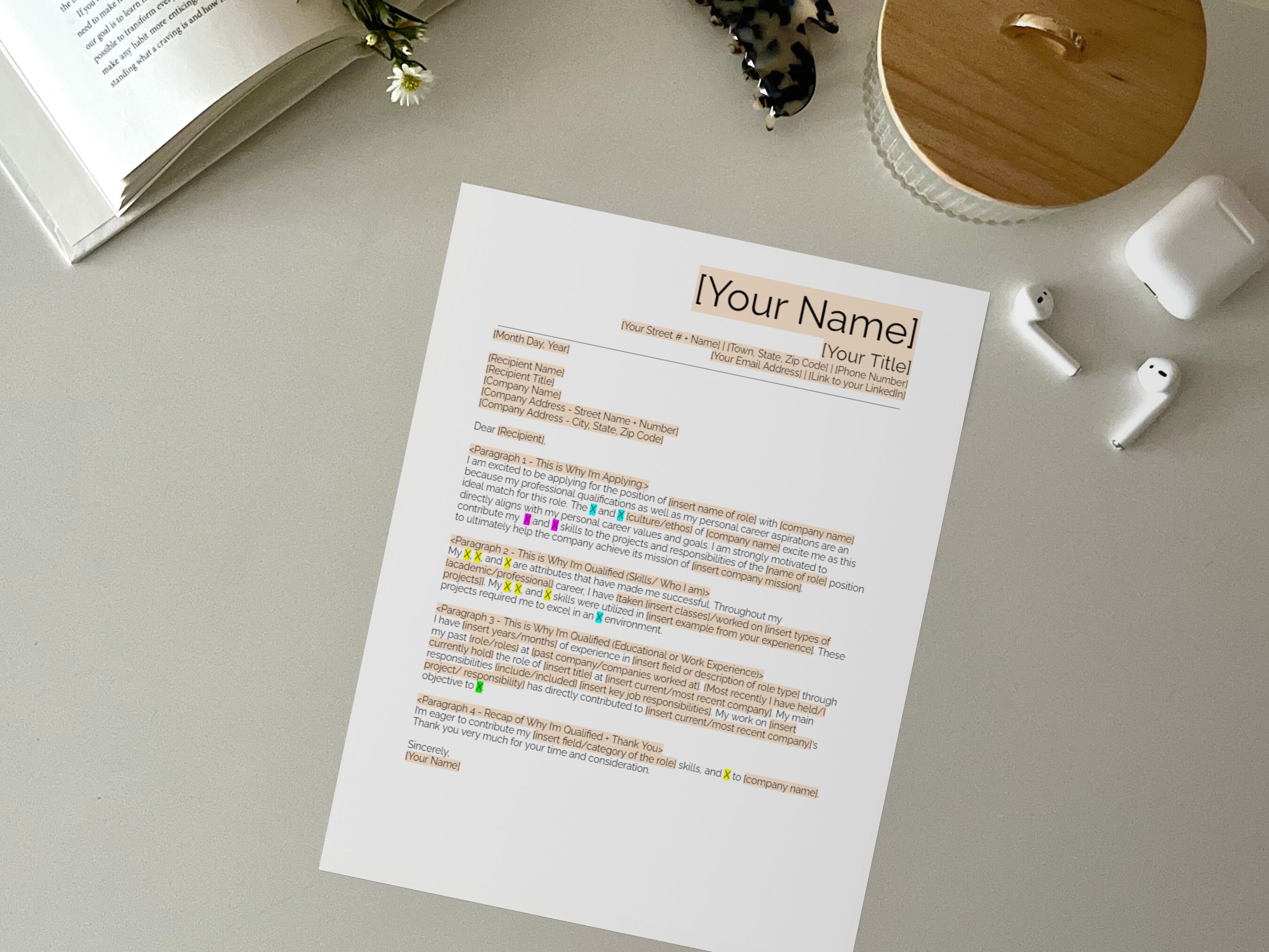 Minimalist Cover Letter Template, Sample Cover Page, CV, Editable ...