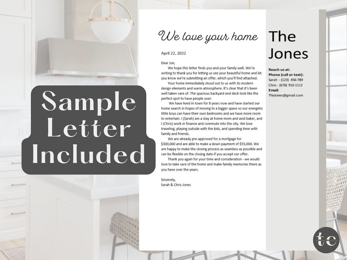 Editable Home Love Letter to the Seller, House Offer, With Example - Etsy