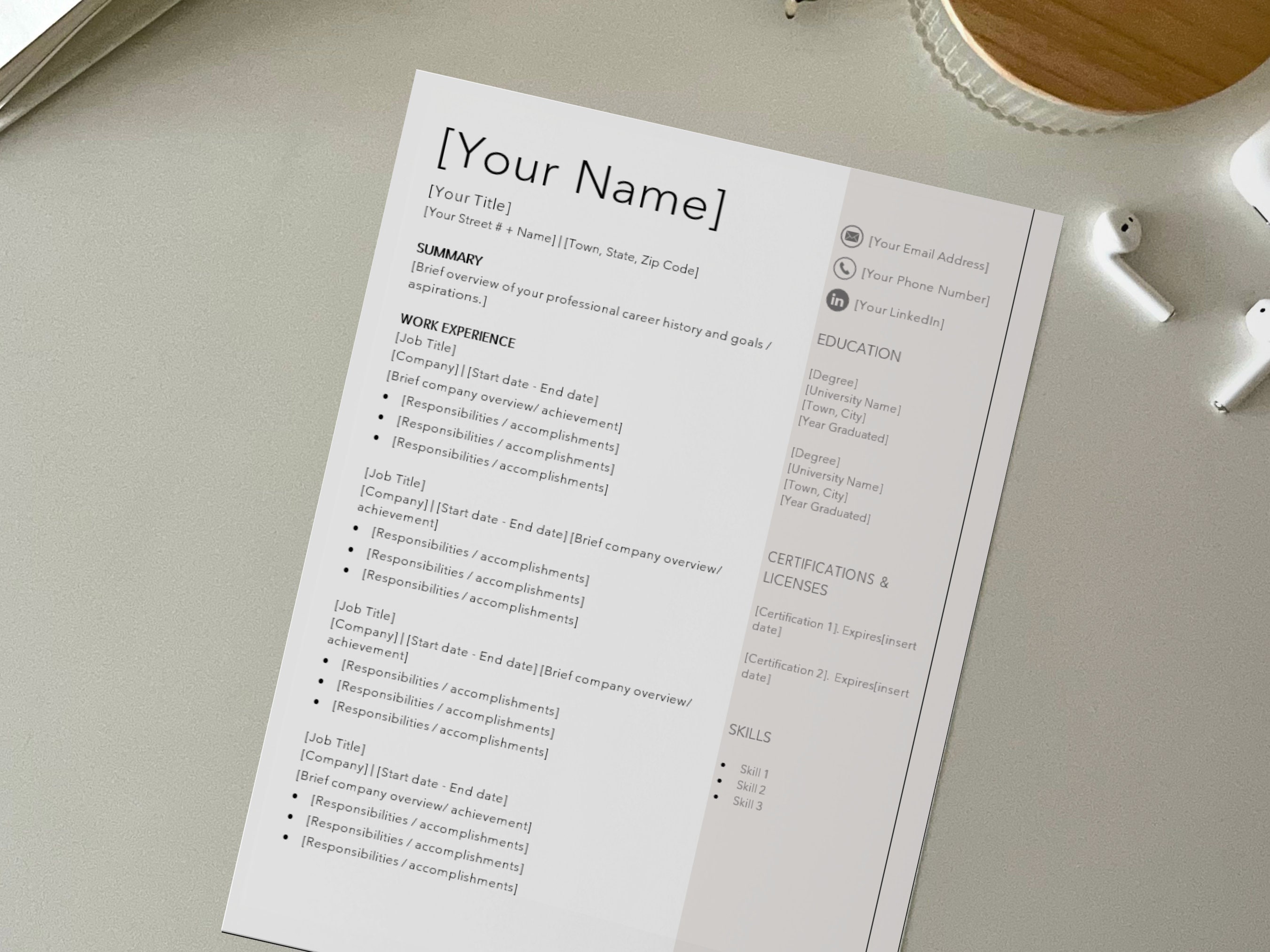 Clean Resume Template, 1, 2 and 3 Page Resume, Minimalist ...
