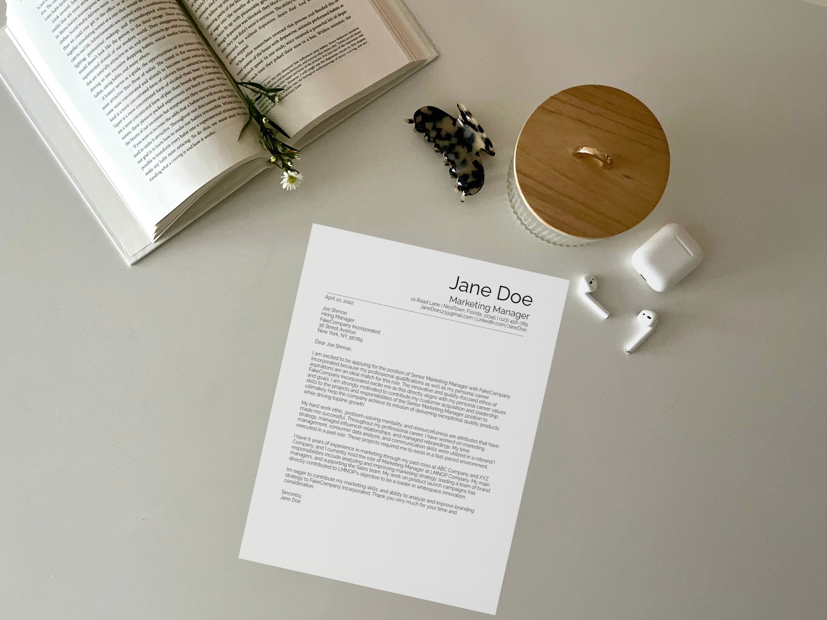 Minimalist Cover Letter Template, Sample Cover Page, CV, Editable ...