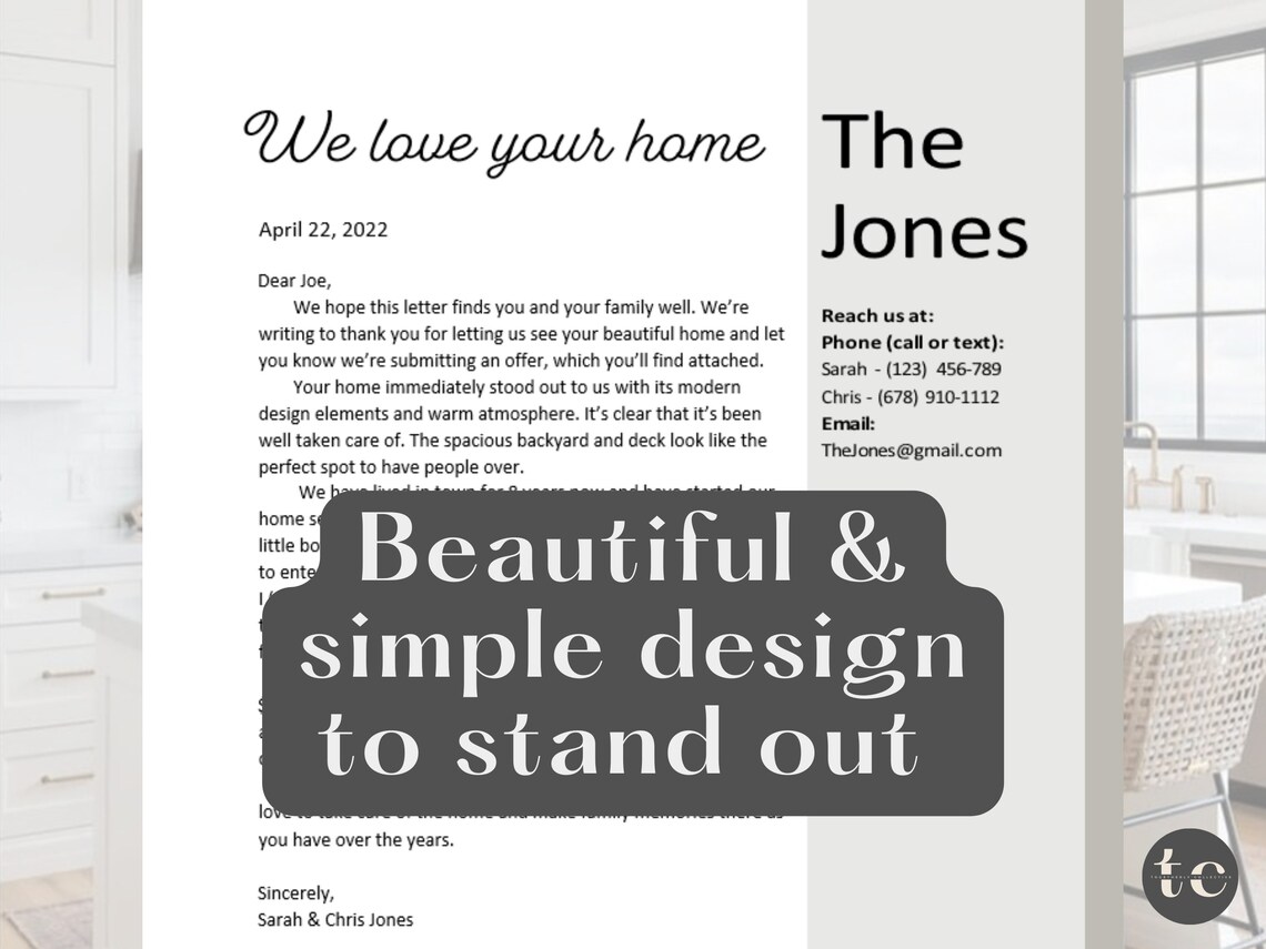 Editable Home Love Letter to the Seller, House Offer, With Example - Etsy