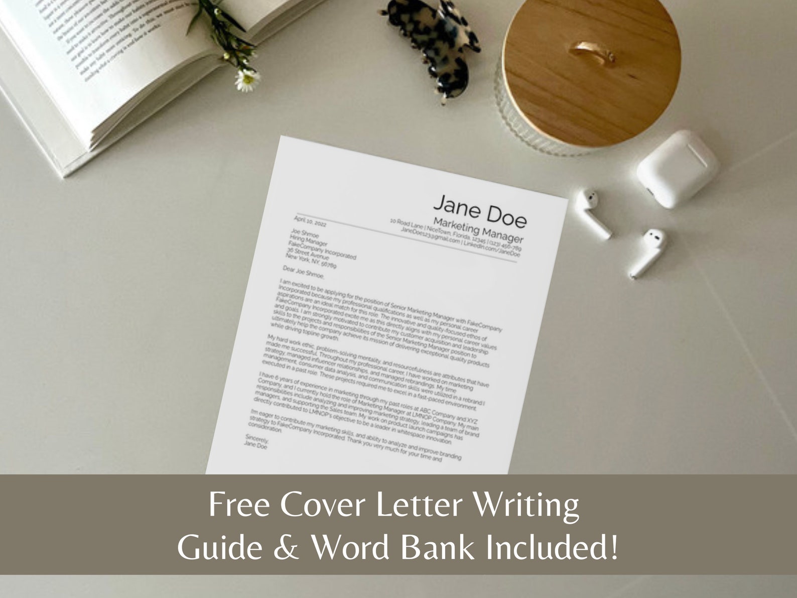 Minimalist Cover Letter Template, Sample Cover Page, CV, Editable ...