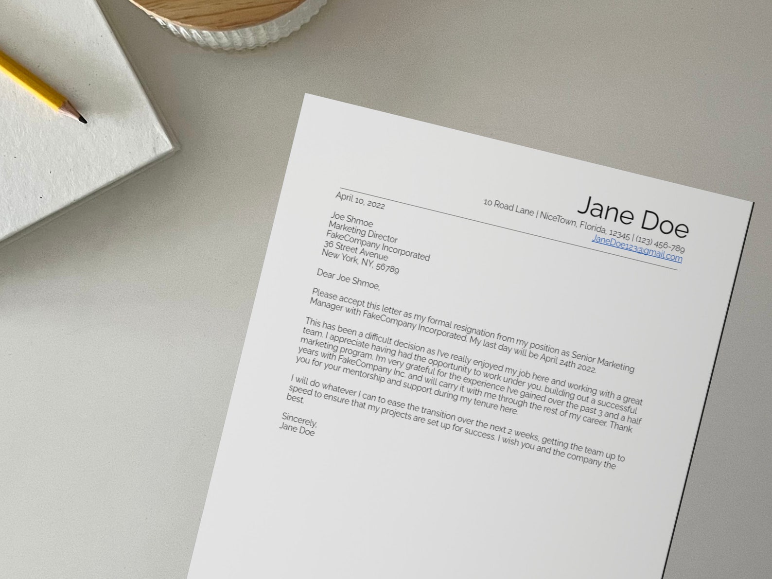 Resignation Letter Template, Employee Separation, Minimalist Template ...