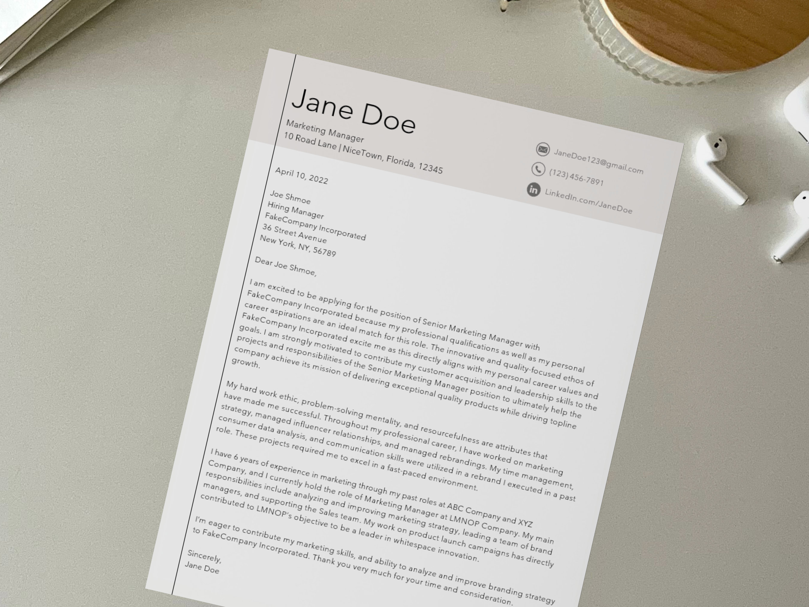 Simple Cover Letter Template, Sample Cover Page, Editable Document Word ...