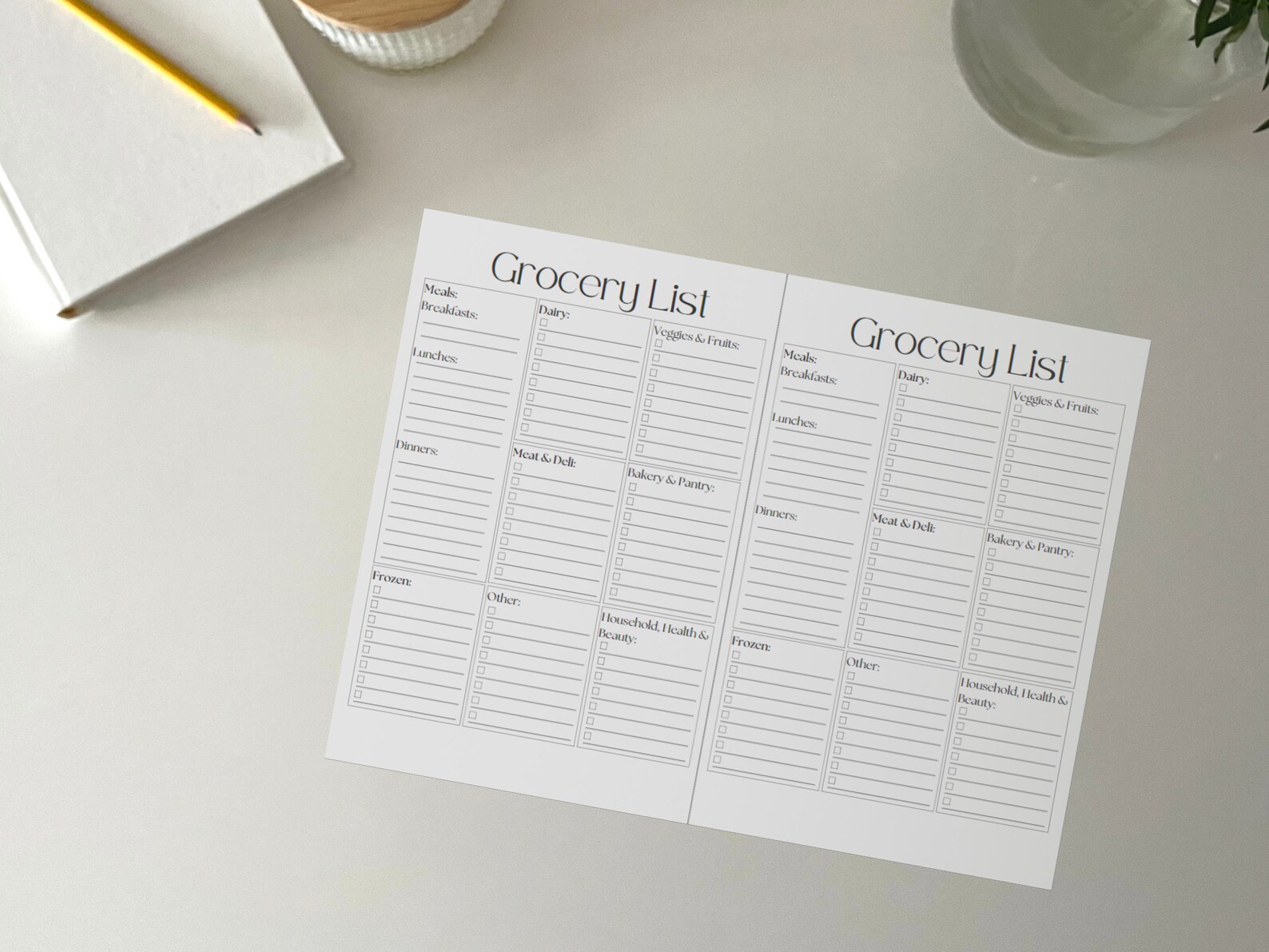 Grocery List Printable, Planner and Checklist, Instant Download, Grocery List Inserts, Master ...