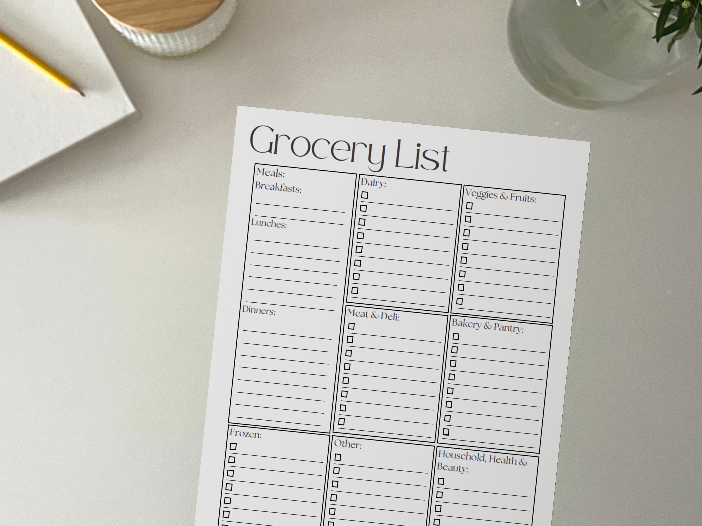 Grocery List Printable, Planner and Checklist, Instant Download ...