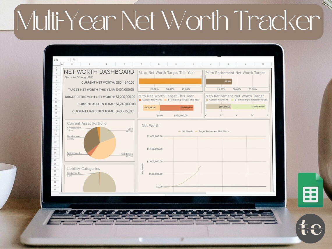Multi Year Net Worth Tracker Spreadsheet for Google Sheets - Etsy