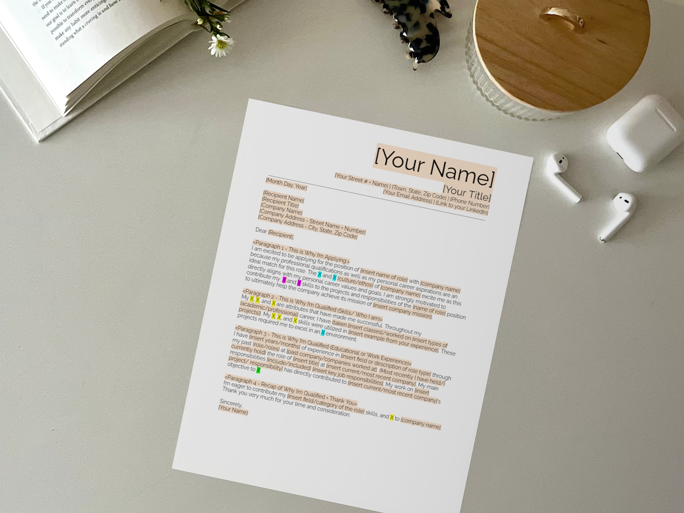 Simple Editable Cover Letter Template for Recent Grad, Instant Download ...