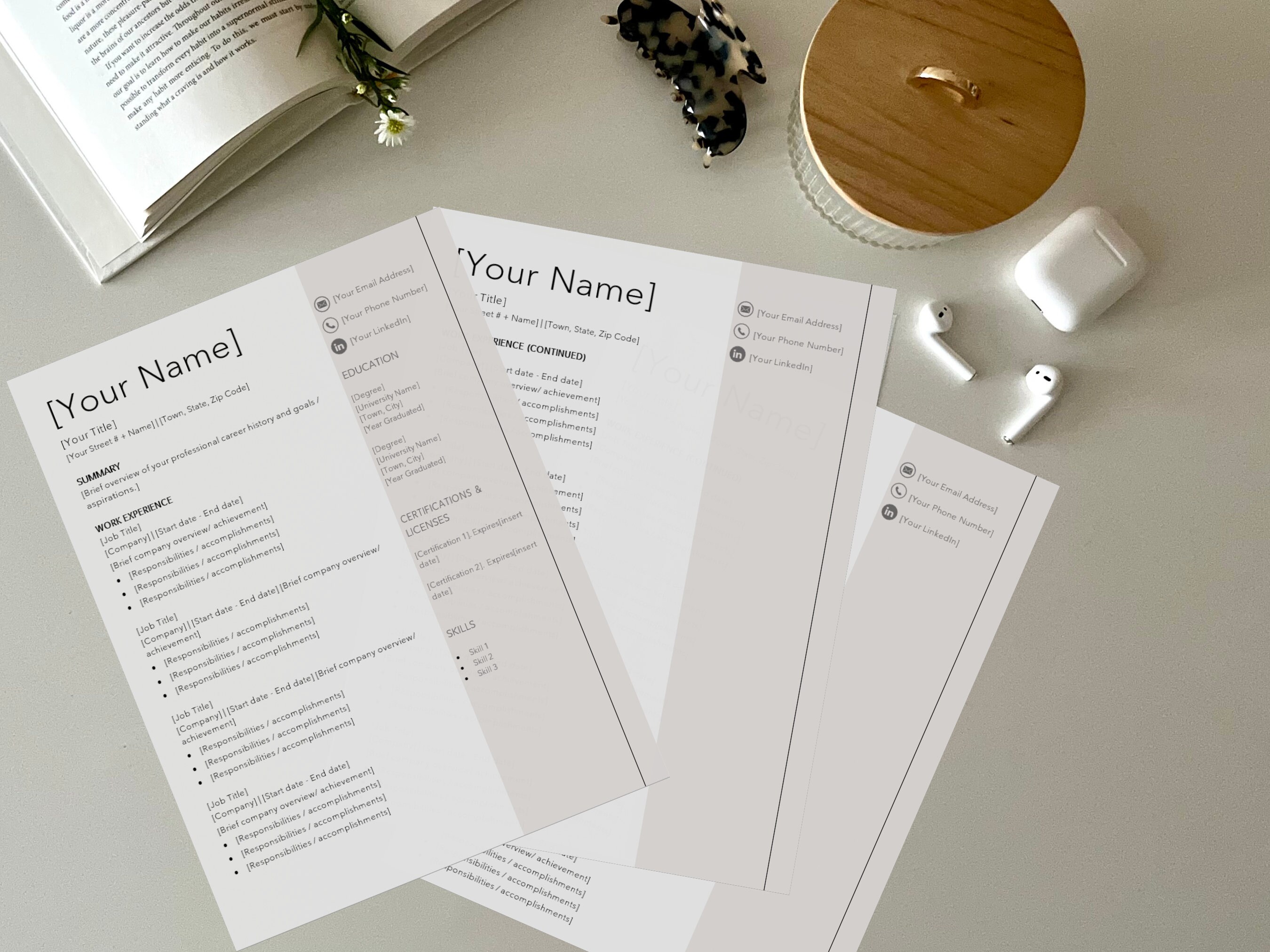 Clean Resume Template, 1, 2 and 3 Page Resume, Minimalist ...