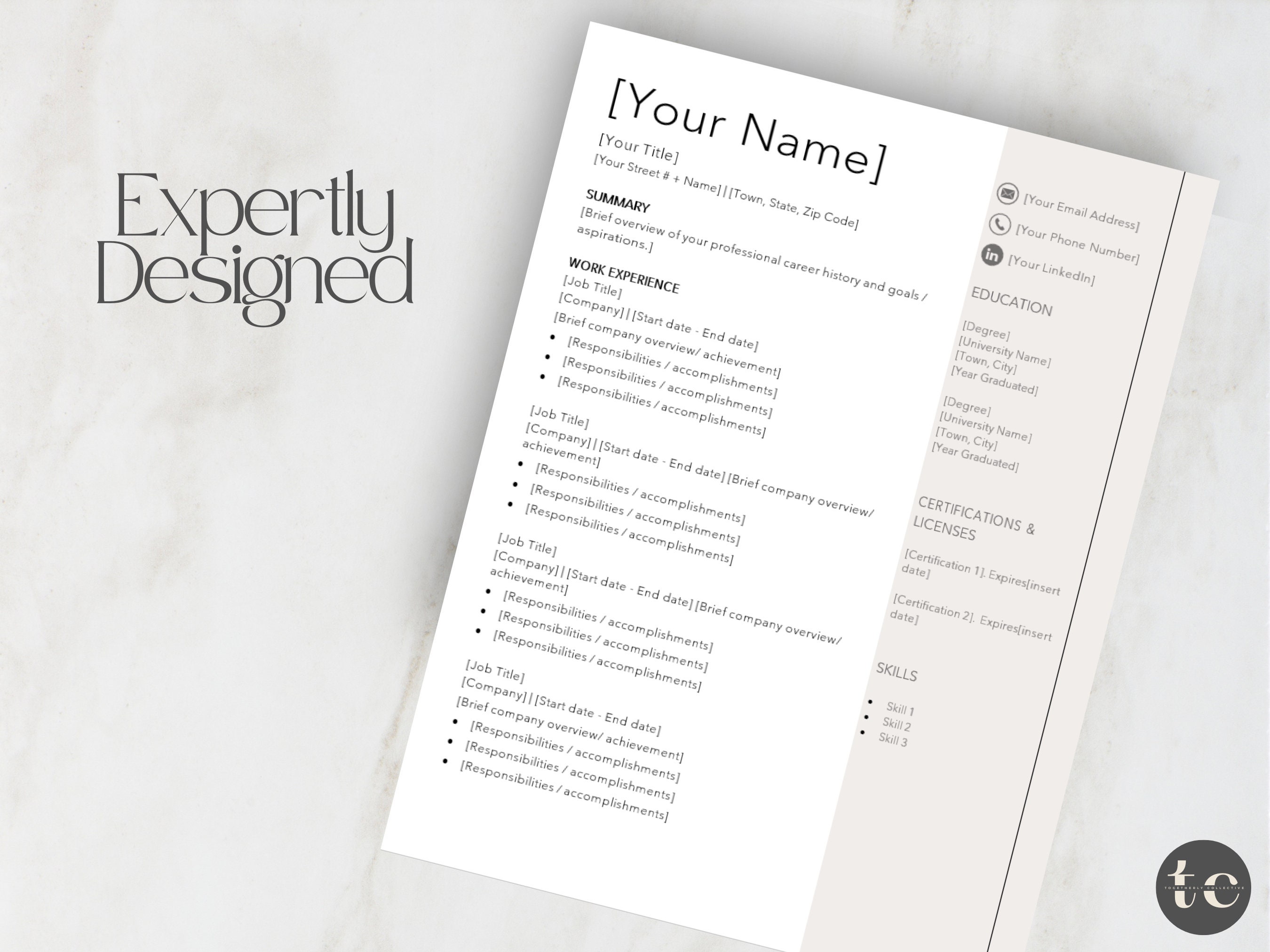 Best Modern Resume Bundle, Cover Letter Template, Bonus References List ...