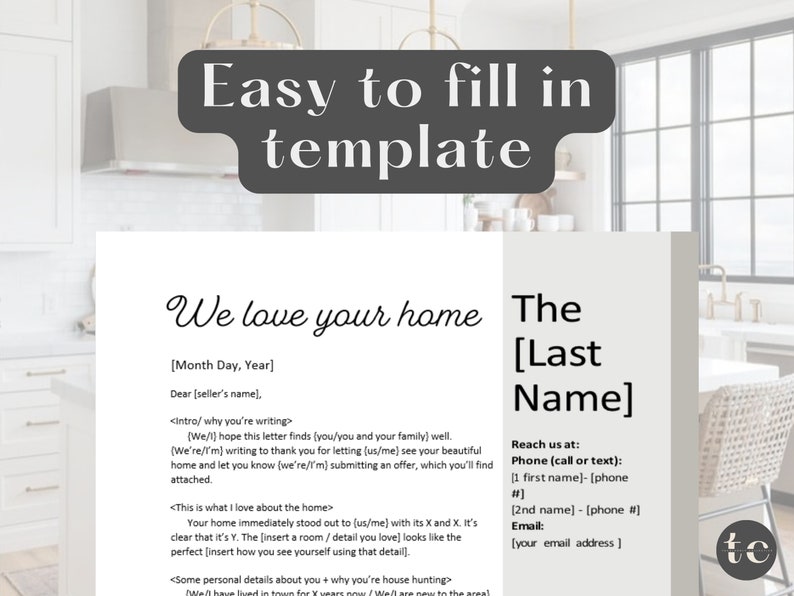 Editable Home Love Letter to the Seller, House Offer, With Example - Etsy