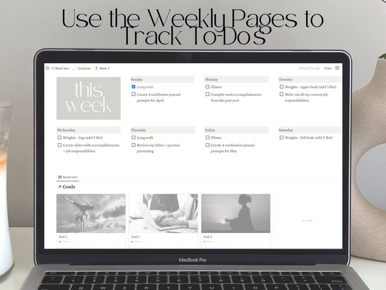 Notion Template 12 Week Year Planner Notion Dashboard Vision Board Goal 
