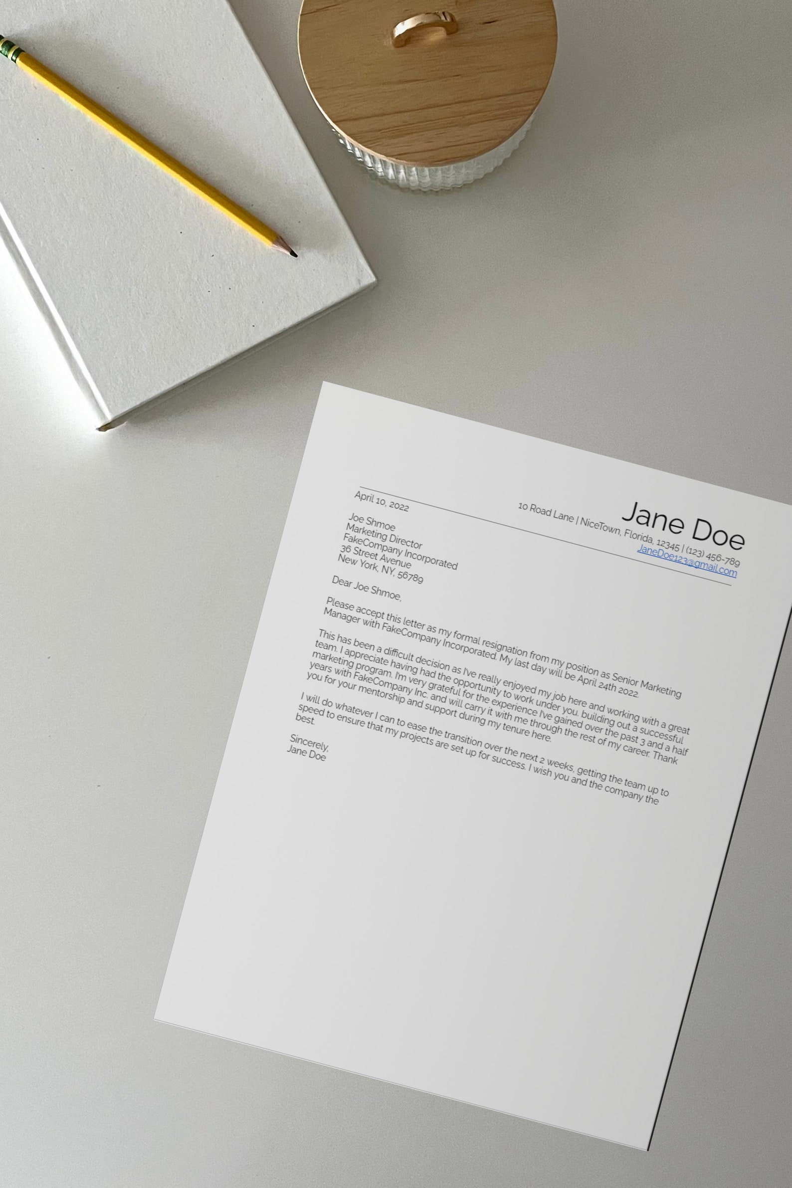 Resignation Letter Template, Employee Separation, Minimalist Template ...