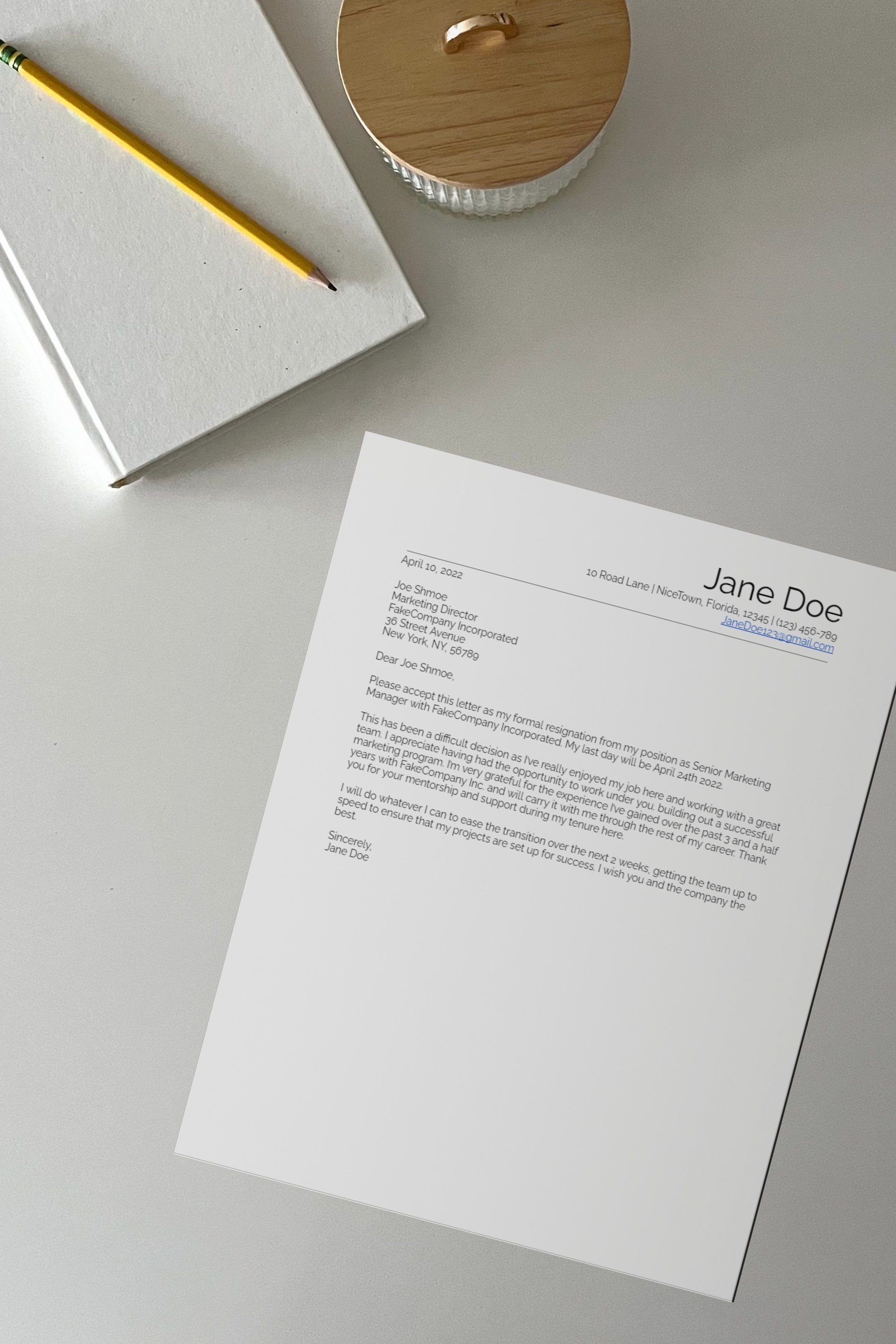 Resignation Letter Template, Employee Separation, Minimalist Template ...