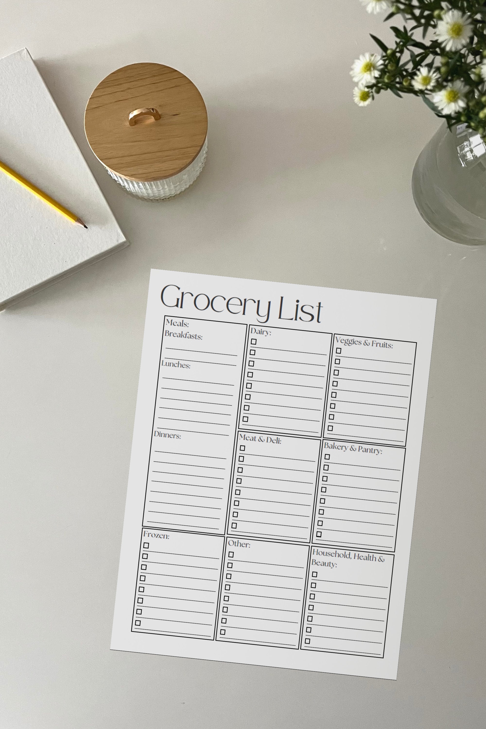 Grocery List Printable, Planner and Checklist, Instant Download ...