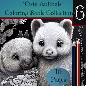 Cute Animals #6 - Coloring E-book (10 Cute Digital/printable Pages) - Etsy