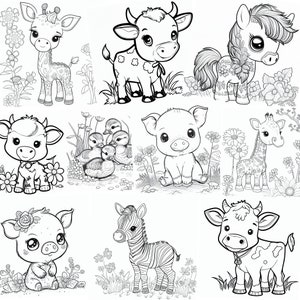 Cute Animals #6 - Coloring E-book (10 Cute Digital/printable Pages) - Etsy