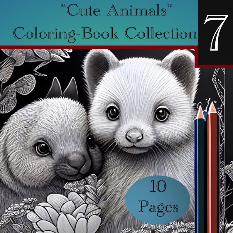 Cute Animals #7 - Coloring E-book (10 Cute Digital/printable Pages) - Etsy