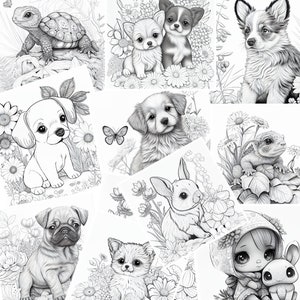 Cute Animals #2 - Coloring E-book (10 Cute Digital/printable Pages) - Etsy