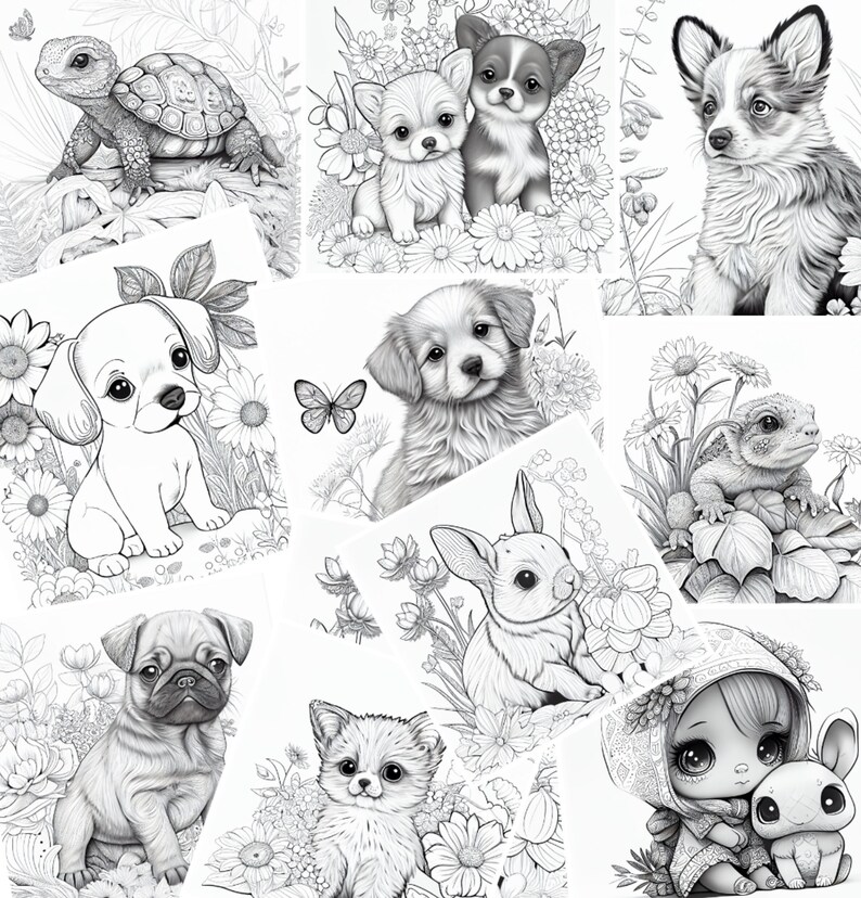 Cute Animals #2 - Coloring E-book (10 Cute Digital/printable Pages) - Etsy