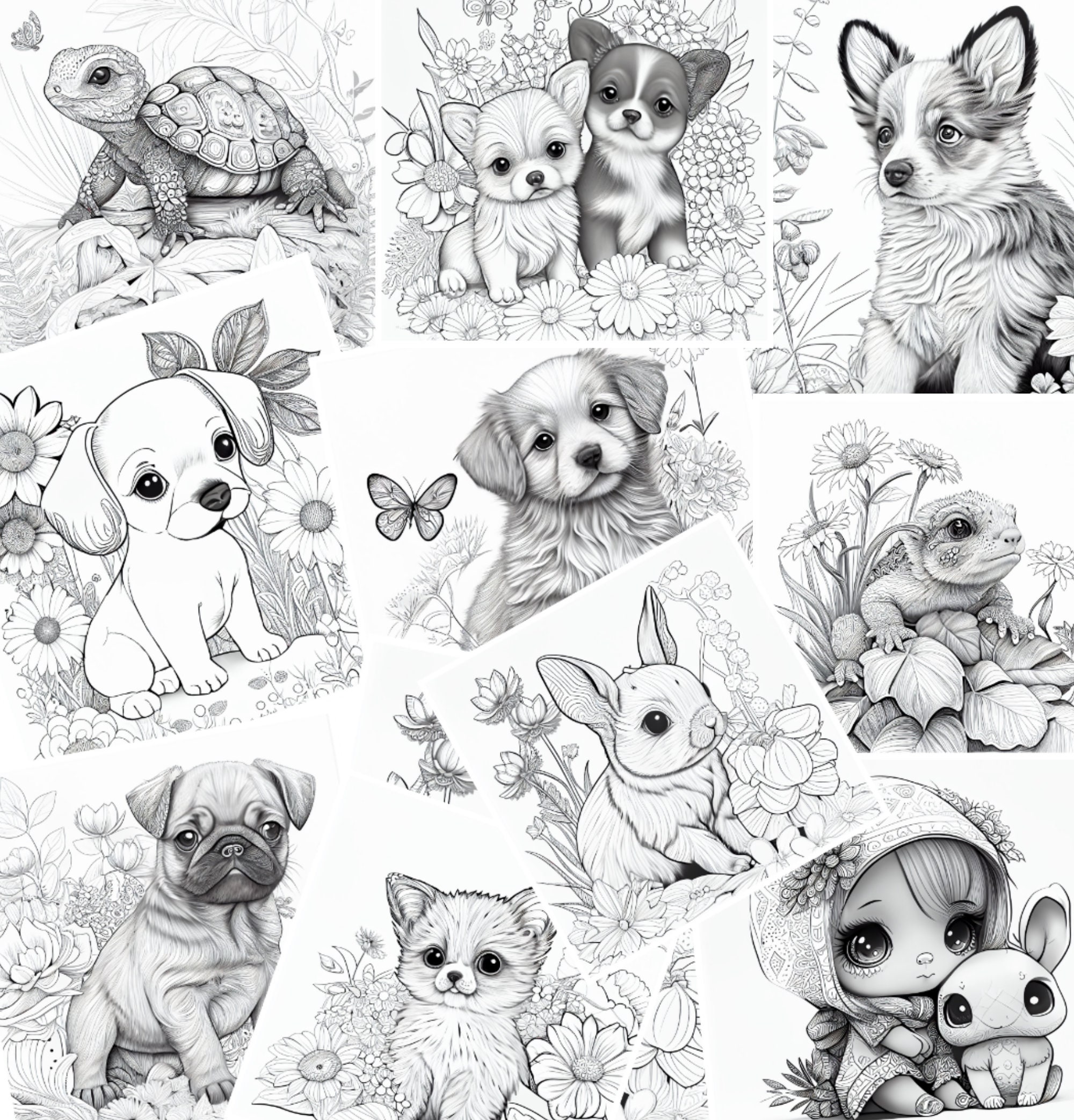 Cute Animals #2 - Coloring E-book (10 Cute Digital/printable Pages) - Etsy