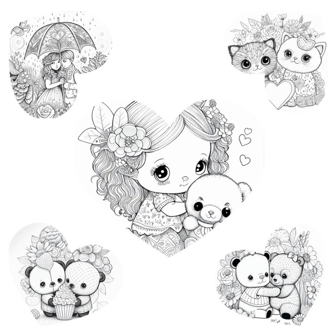 Cute Valentine - Coloring E-book (109 Cute Coloring Digital Pages) - Etsy