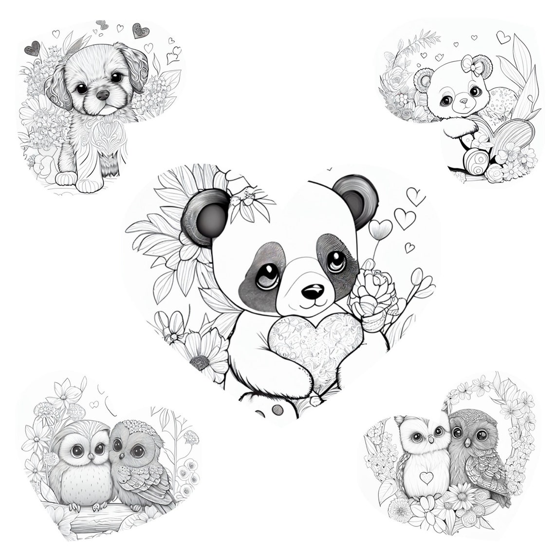 Cute Valentine - Coloring E-book (109 Cute Coloring Digital Pages) - Etsy