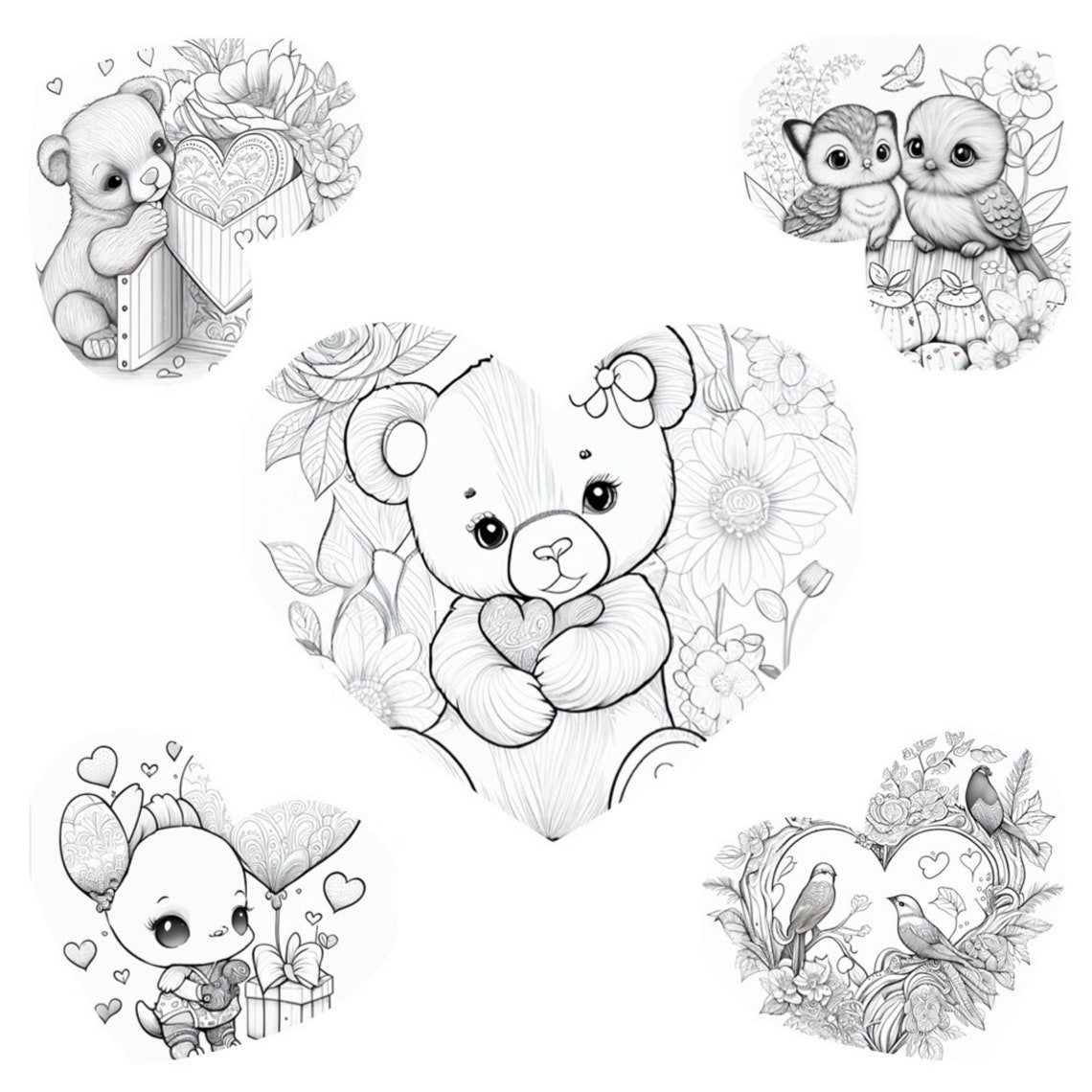 Cute Valentine - Coloring E-book (109 Cute Coloring Digital Pages) - Etsy