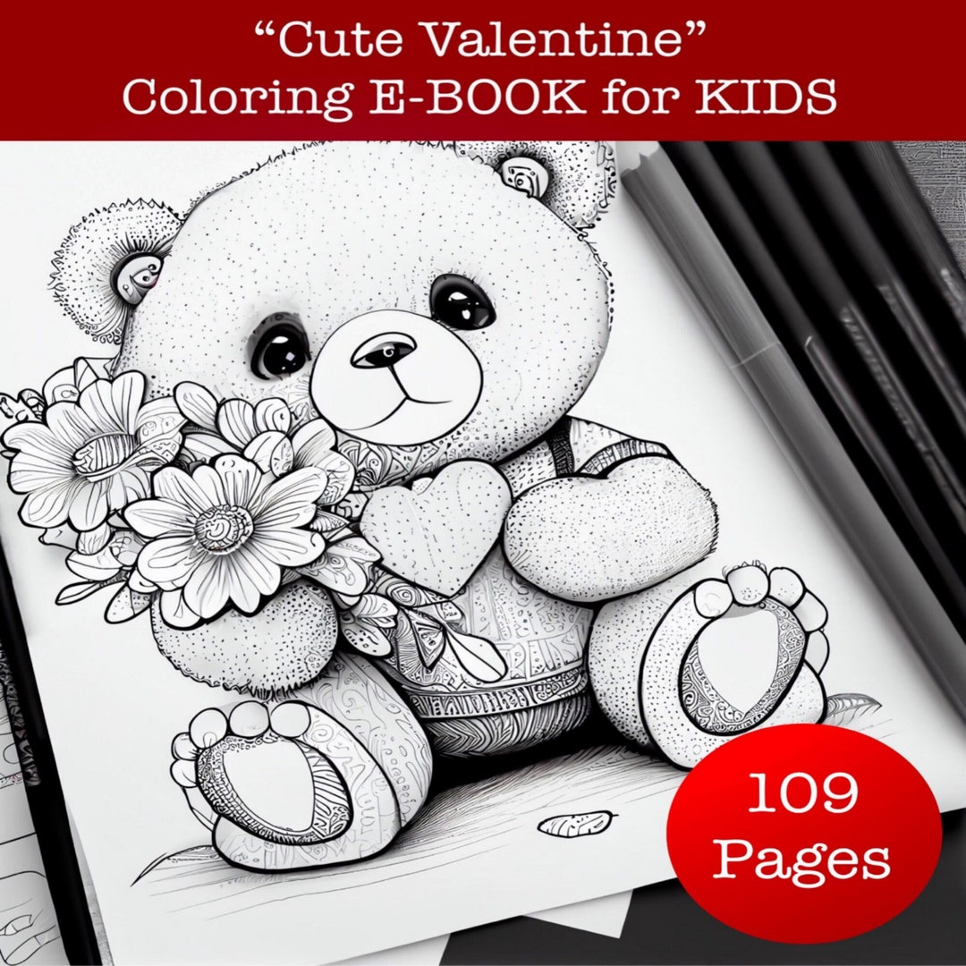 Cute Valentine - Coloring E-book (109 Cute Coloring Digital Pages) - Etsy