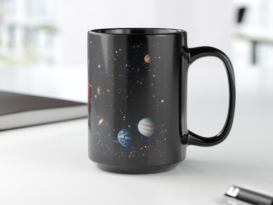 Black Galactic Coffee Mug, Space Mug, Galaxy Mug, Astronaut Mug, Planet ...